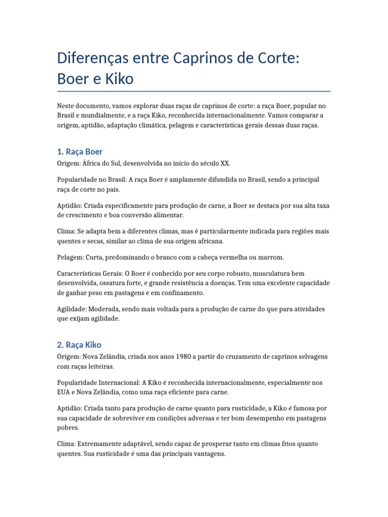 Diferencas Entre Boer e Kiko | PDF