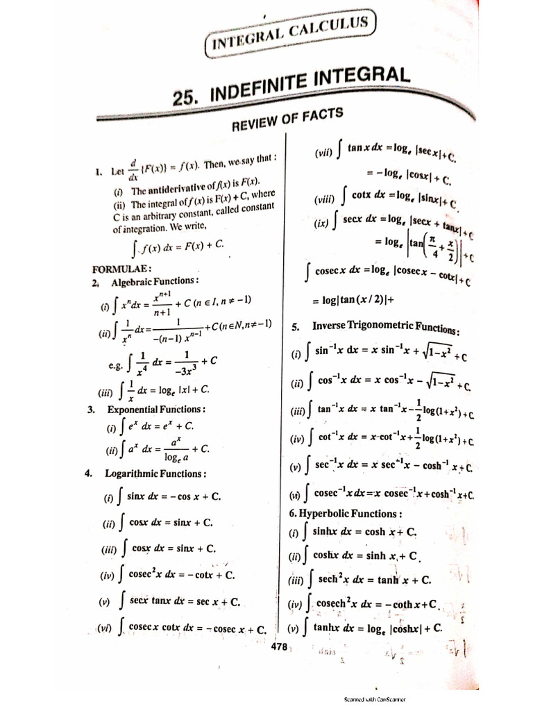 Indefinite Integration | PDF