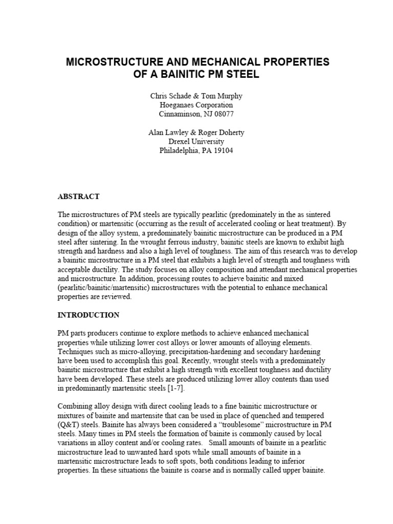 Bainitic PM Steel Properties Study | PDF | Steel | Heat Treating