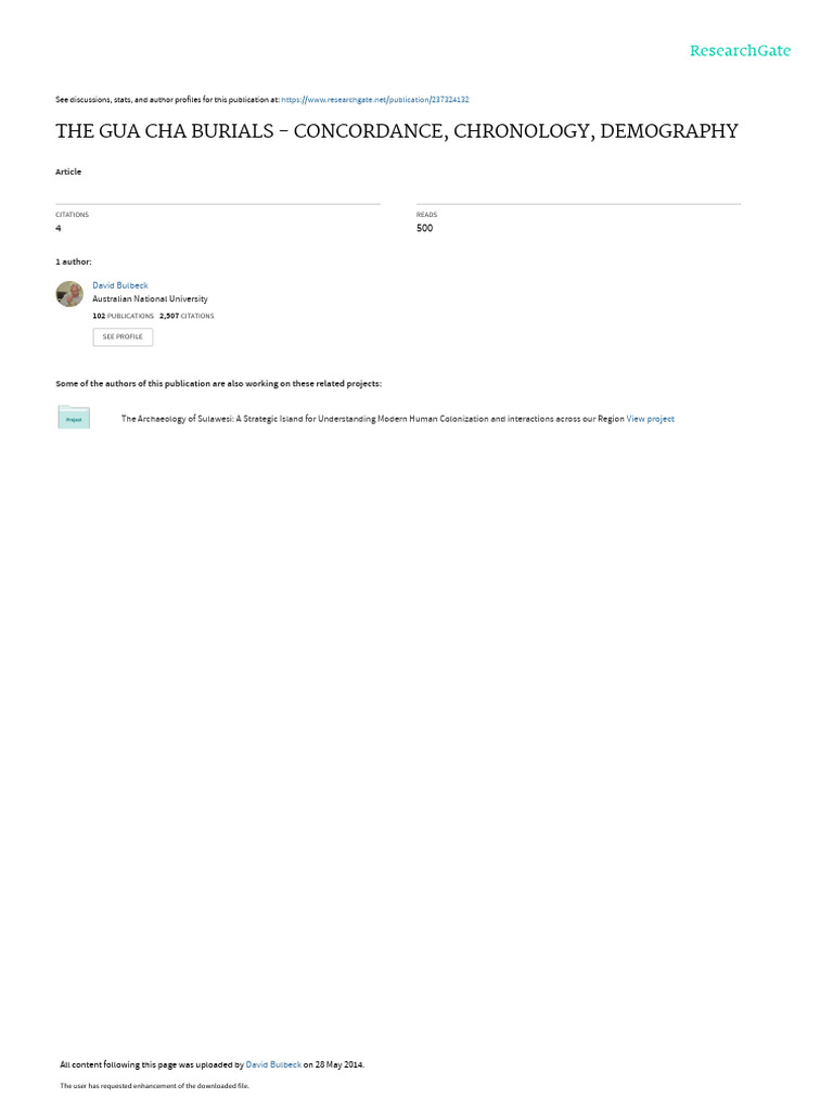 Bulbeck The Gua Cha Burials - Concordance Chronology and Demography ...