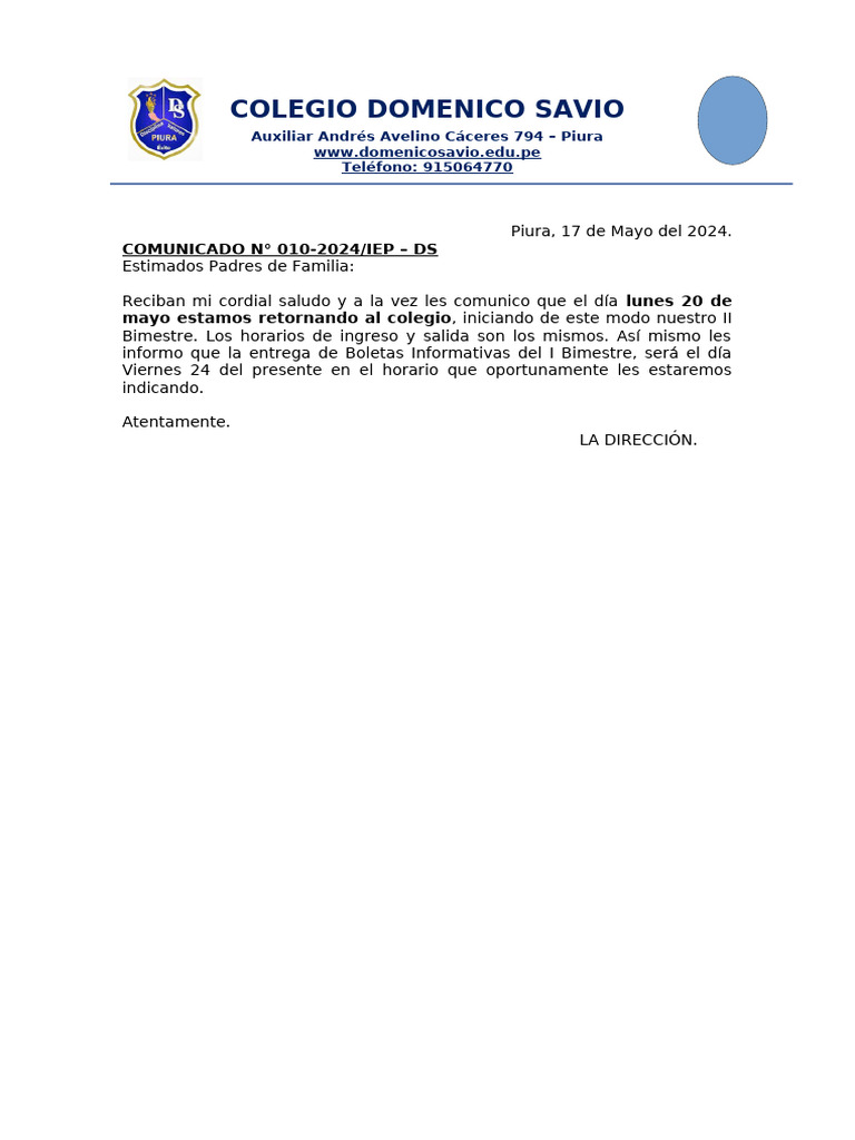 Comunicado 010 | PDF