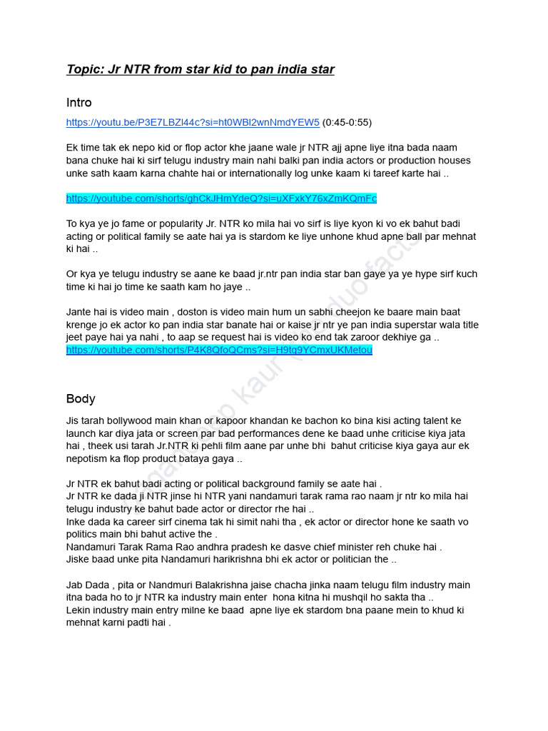 Jr NTR | PDF | Film Production Districts | Cinema Of India