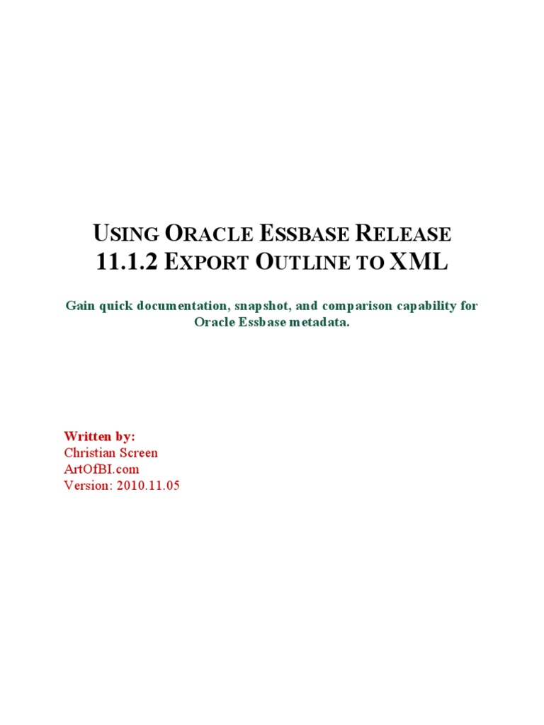 Essbase 11-1-2 MetaData Export To XML v3 | PDF | Metadata | Databases