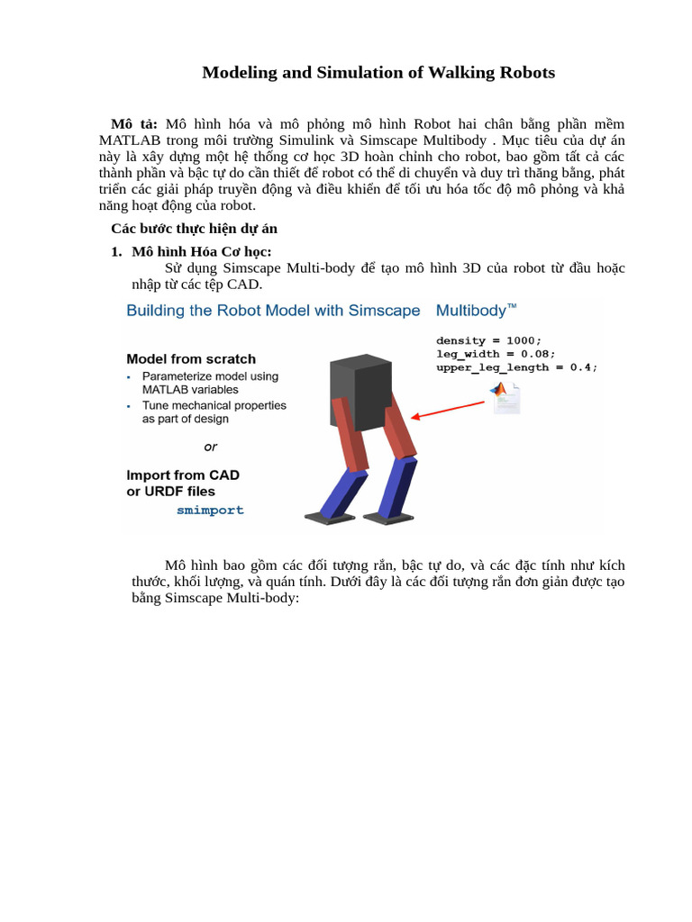 Modeling and Simulation of Walking Robots | PDF