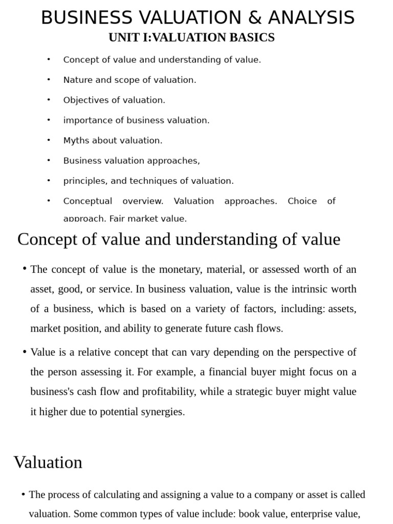 Introduction To Business Valuation | PDF | Valuation (Finance) | Discounted Cash Flow