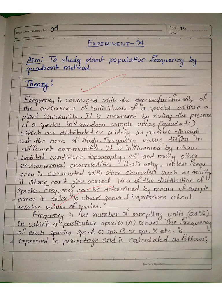 Plant Population Frequency, Exp-4-1 | PDF