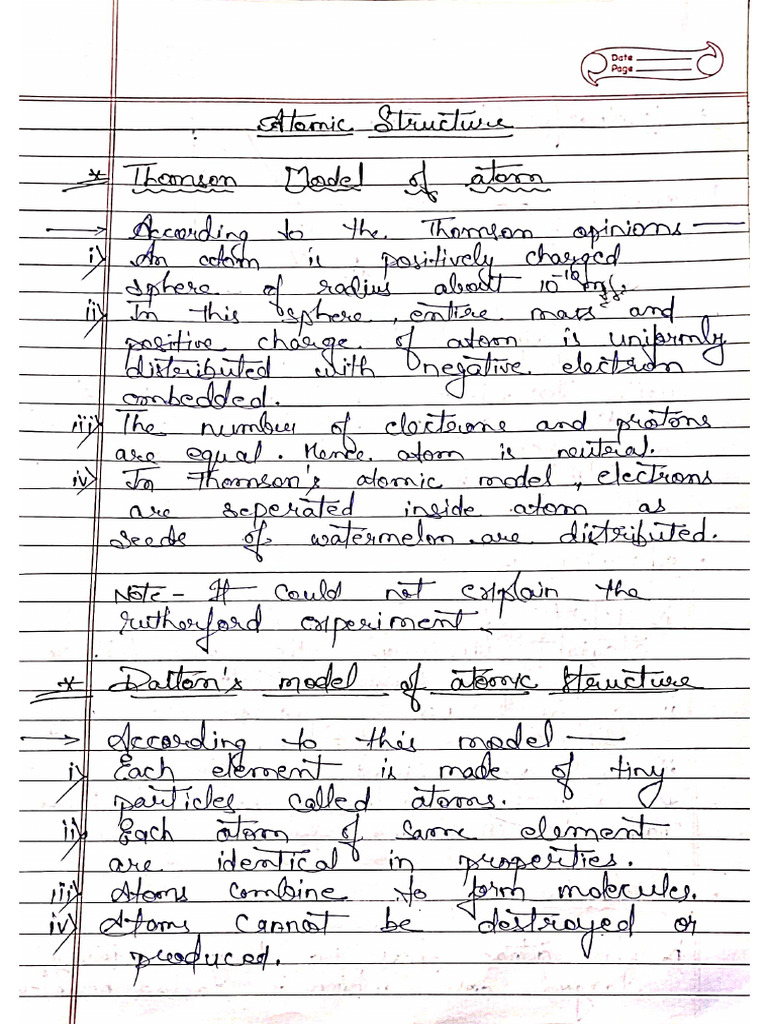 Atomic Structure - Physics Class 12 | PDF
