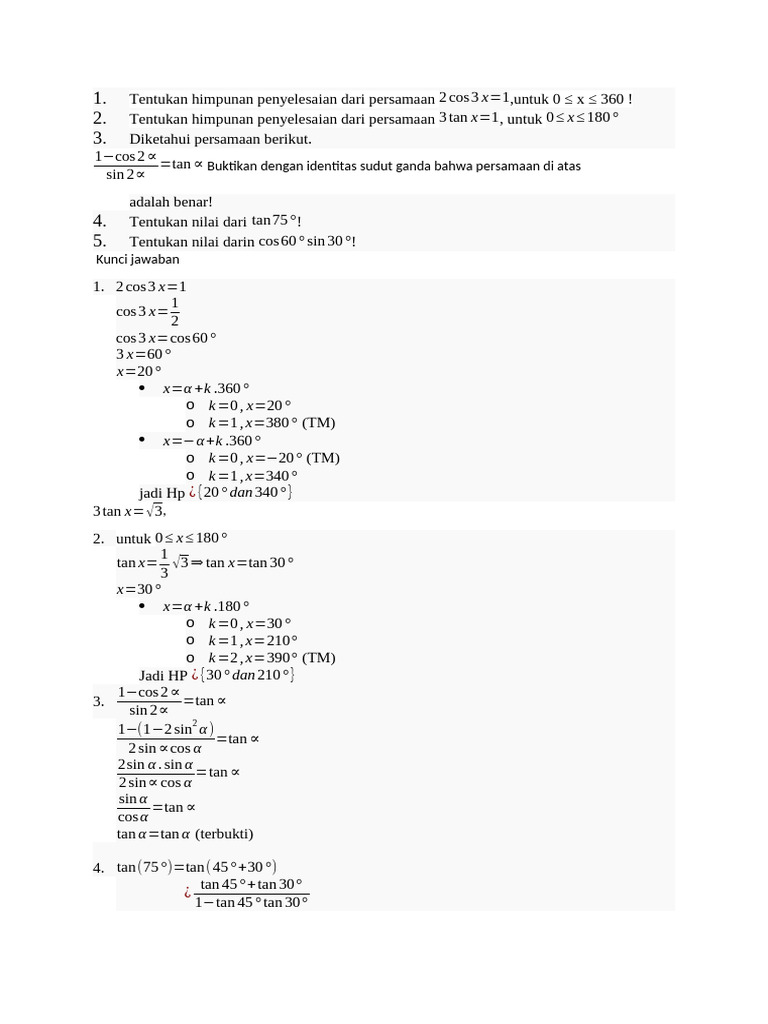 Soal Pembahasan Trigono | PDF