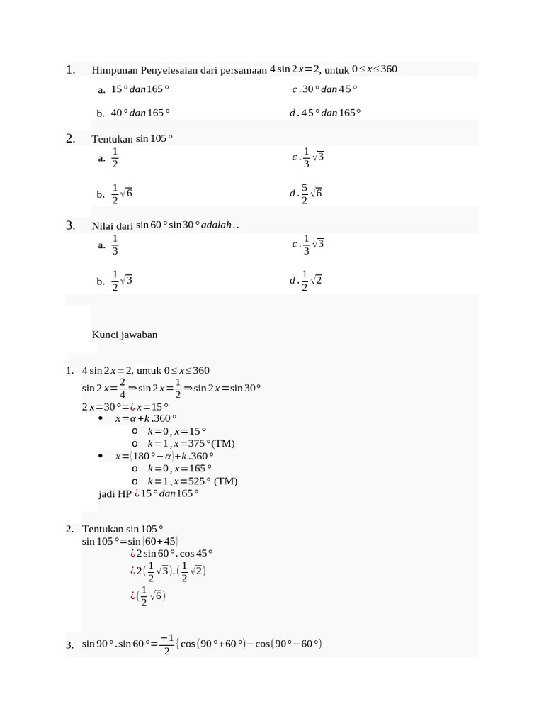 Soal dan Pembahasan Trigonometri | PDF