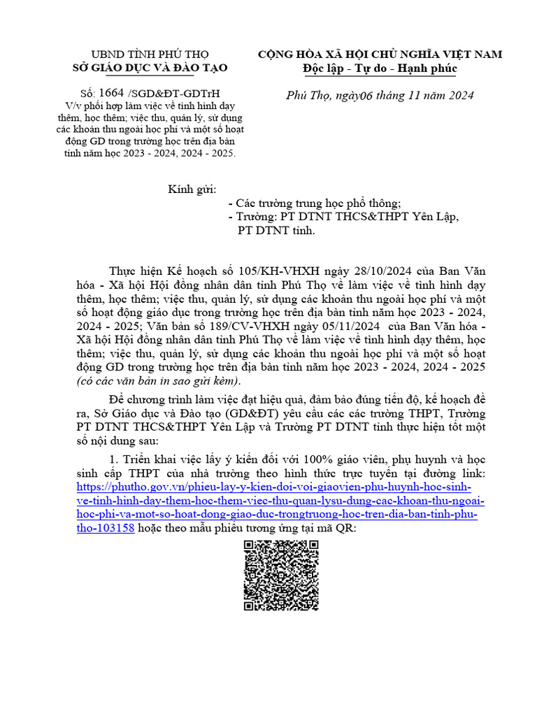 CV 1664 Phoi Hop Lam Viec Voi Ban VHXH HDND Tinh | PDF