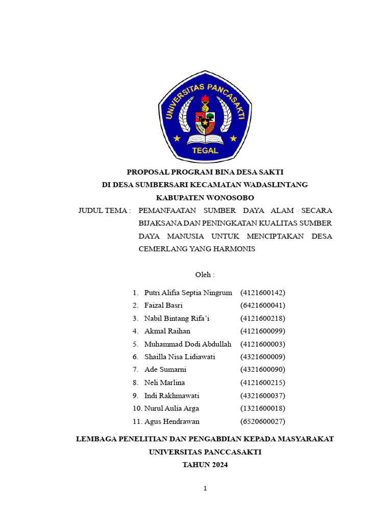 PROPOSAL KKN SUMBERSARI Fix | PDF | Ilmu Sosial