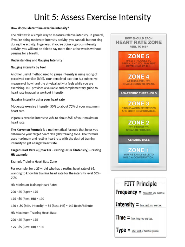 PATHFIT2 HANDOUT 4 UnitAssessexerciseintensity | PDF | Strength ...