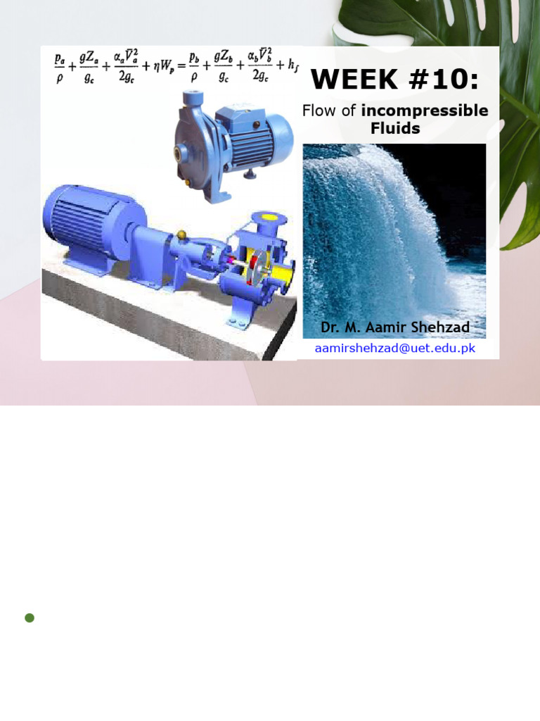 FF24 - Week #10 - Flow of Incompressible Fluids | PDF