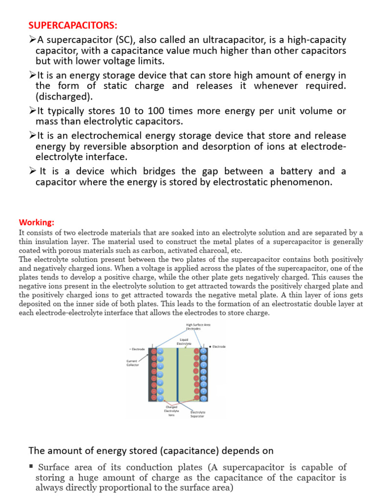 MODULE 1-Supercapacitors | PDF | Capacitor | Electrode