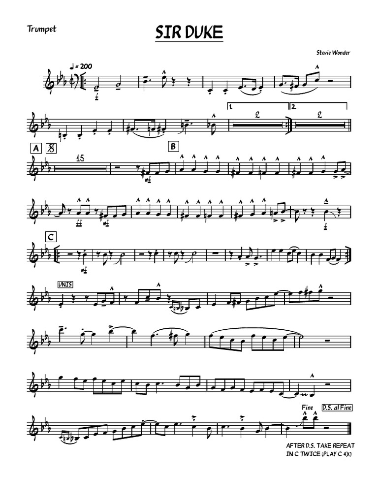Sir Duke: Trumpet | PDF | Songs Written