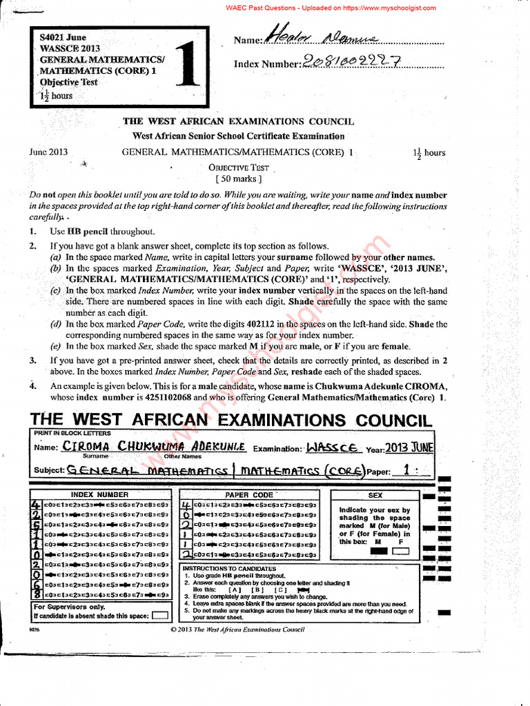 Waec 2013 Math | PDF