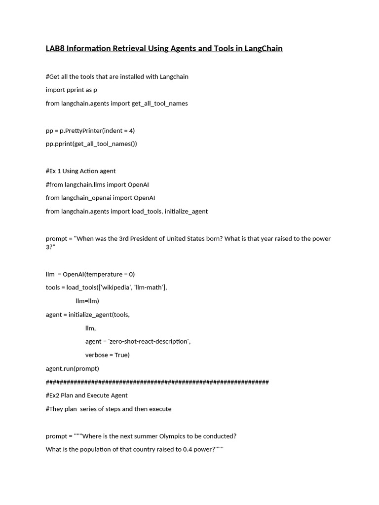 Lab9 IR Using Agents Tools | PDF | Learning | Computing