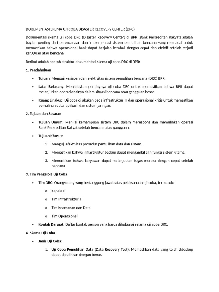 Skema Uji Coba Disaster Recovery Center | PDF