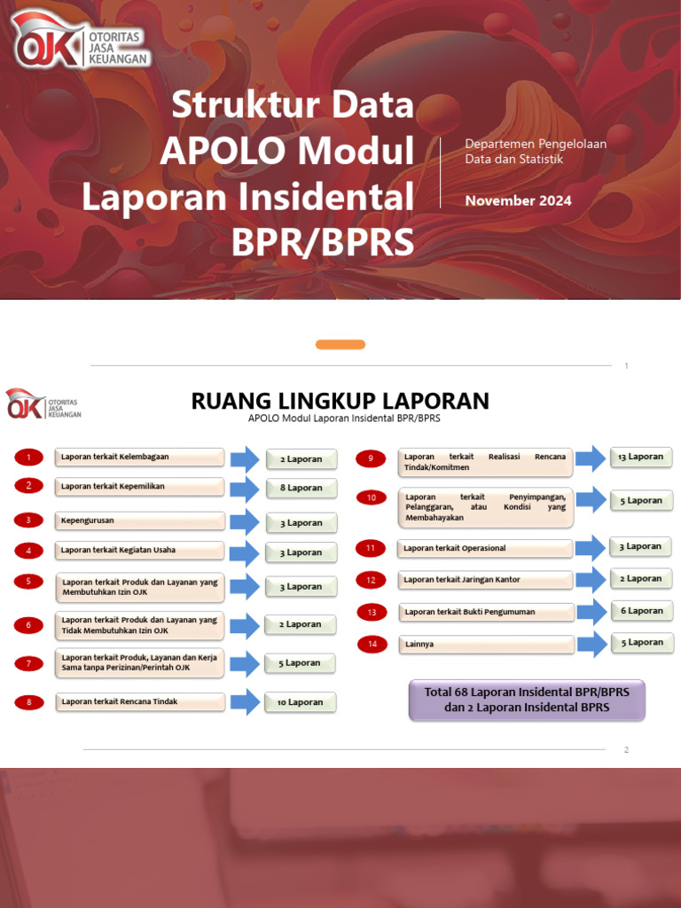Sosialisasi Apolo Laporan Insidental BPR BPRS - Struktur Data - DPDS | PDF