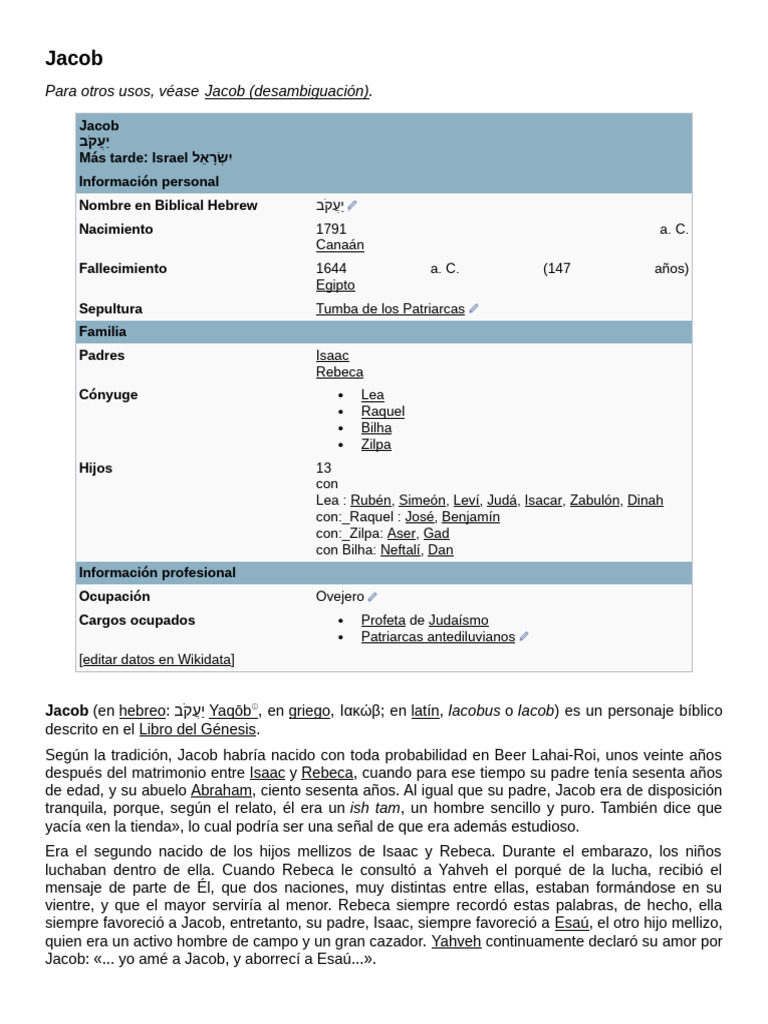 JACOB | PDF | Jacob | Rachel