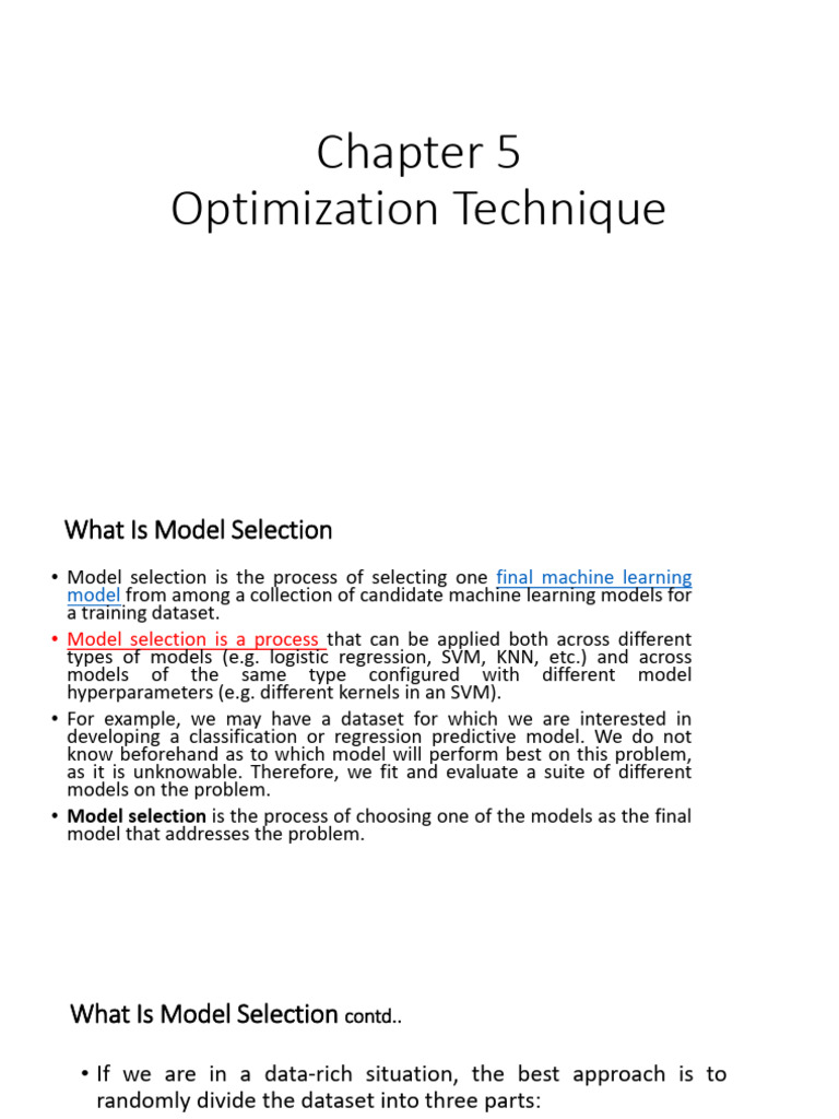 CH 05 Optimization Technique | PDF | Cross Validation (Statistics) | Bootstrapping (Statistics)