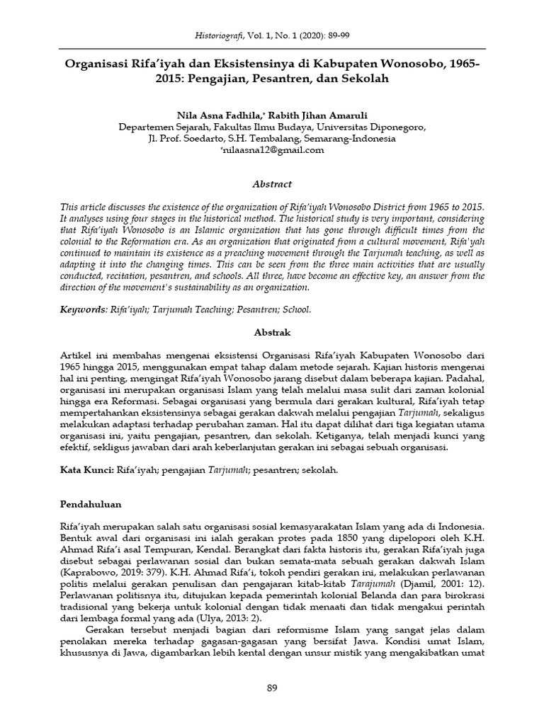 Rifaiyah Wonosobo, Journal | PDF | Agama & Spiritualitas