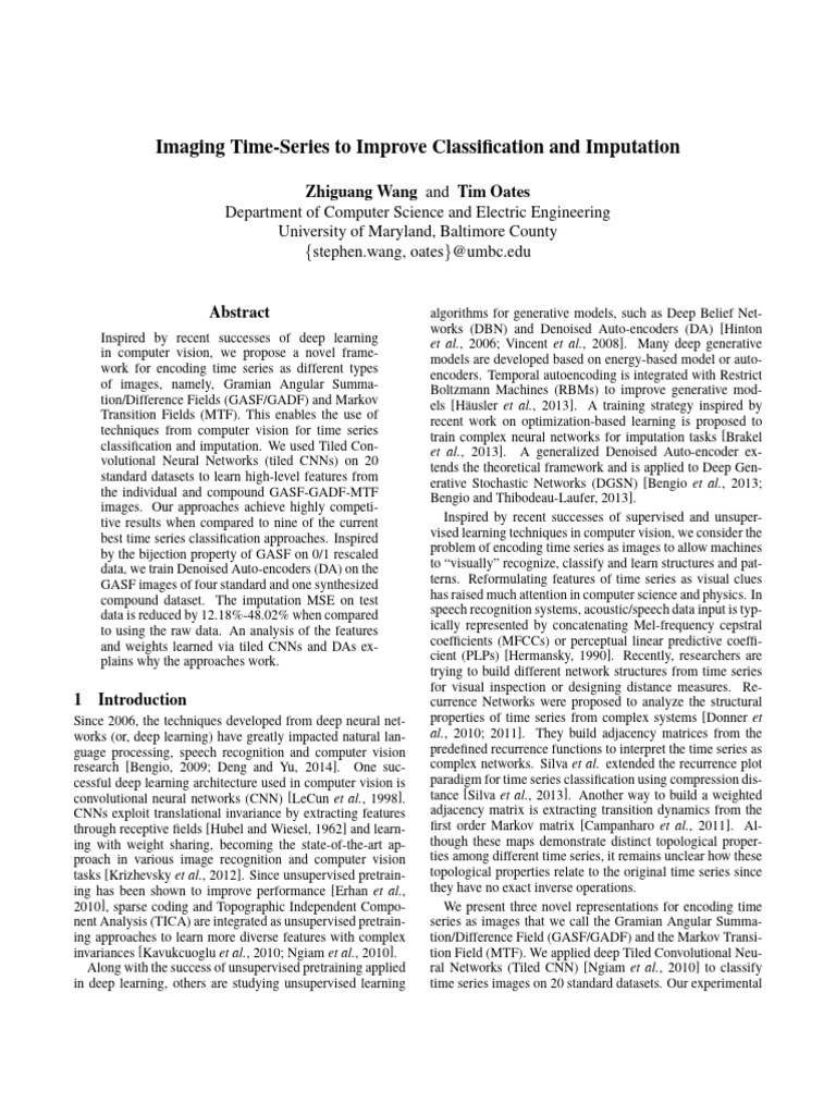 Imaging Time-Series To Improve Classification and Imputation | PDF | Deep Learning | Artificial ...