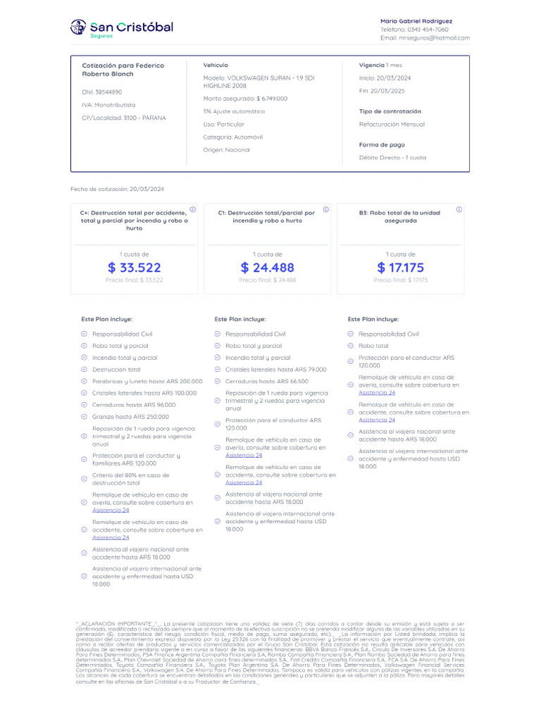 Cotización Federico Roberto Blanch - 20-03-2024 | PDF