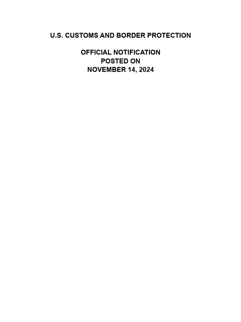 OfficialNotification 2 | PDF | U.S. Customs And Border Protection ...