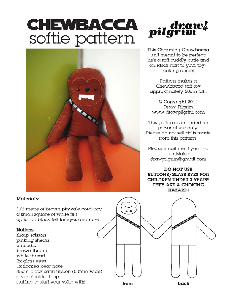 Chewbacca Softie Pattern by Draw Pilgrim | PDF