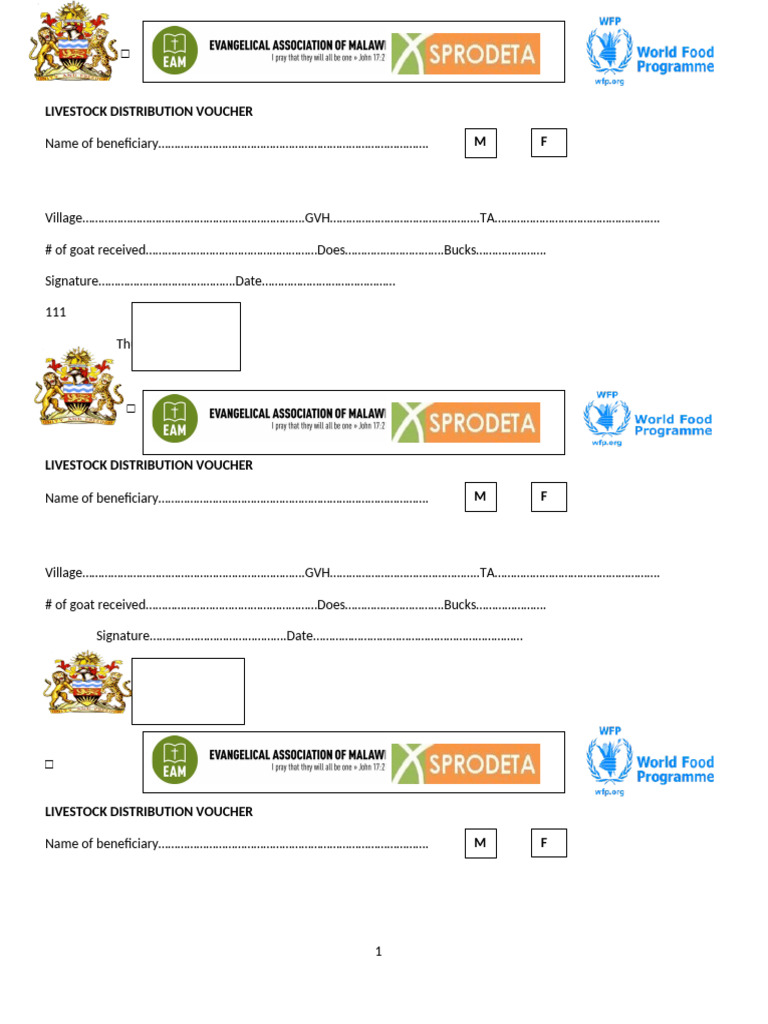 Livestock Distribution Voucher | PDF