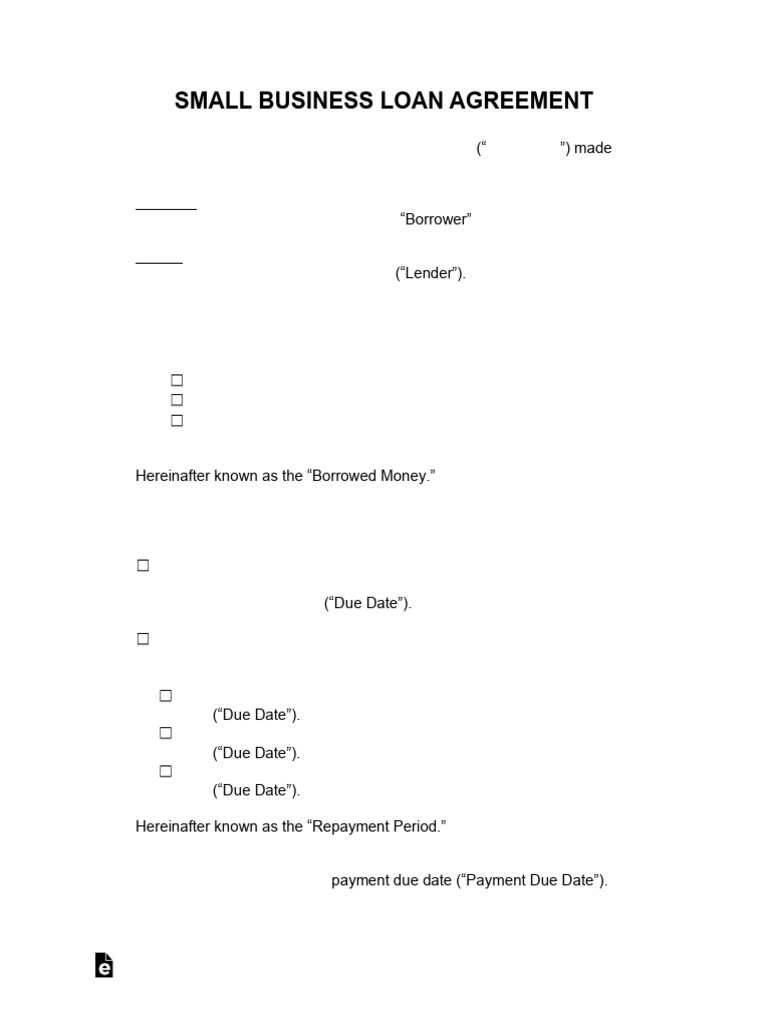 Small Business Loan Agreement | PDF | Interest | Loans