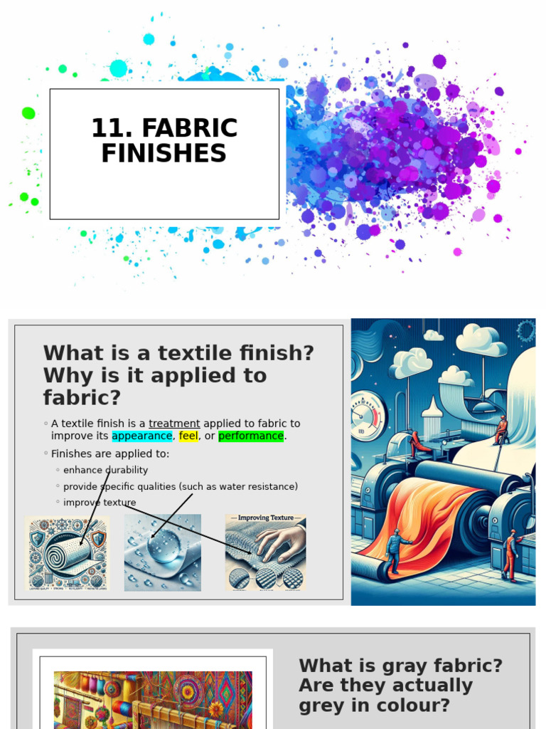Ch11 FabricFinishes PPT | PDF | Textiles | Dyeing