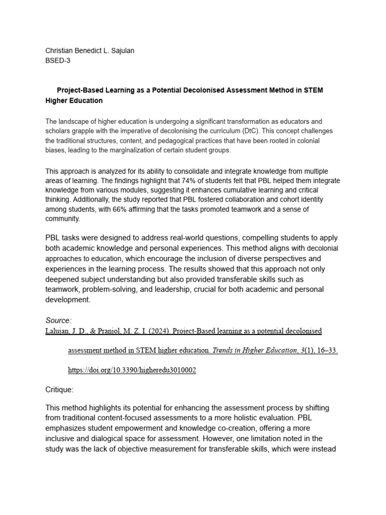 Research | PDF | Project Based Learning | Education Theory