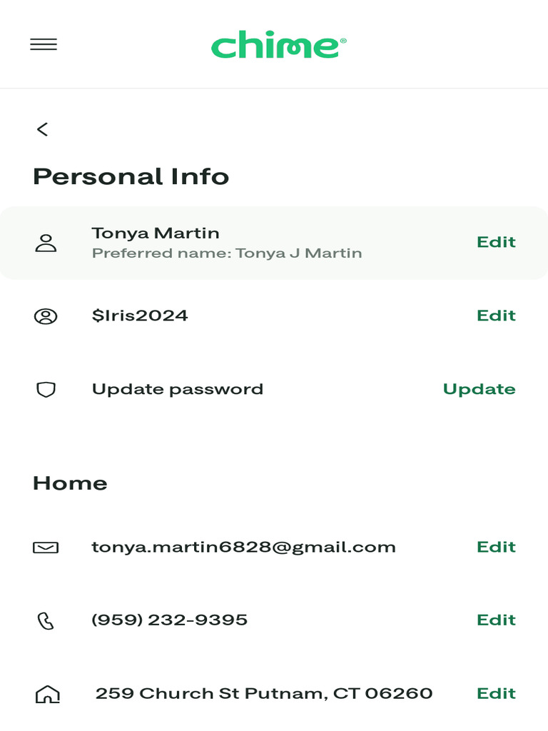 Personal Info Chime | PDF