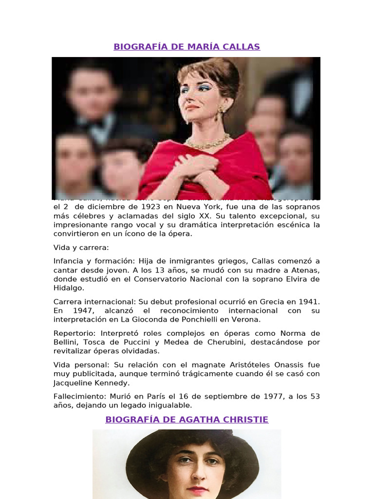 Biografía de María Callas | PDF | Agatha Christie
