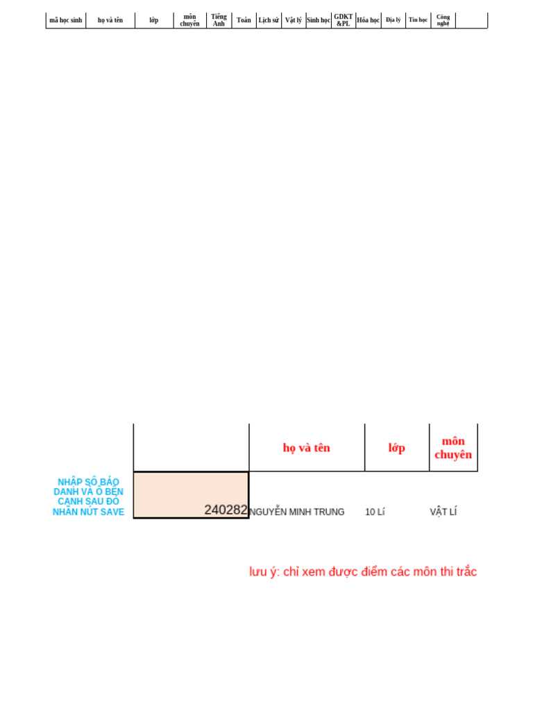 Xem Diem Thi TNKQ Giua Hoc Ki 1 Nam 24 25 | PDF