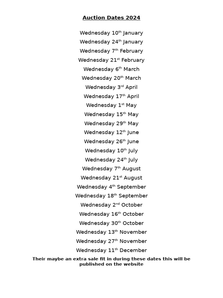 Auction Dates 2024 | PDF