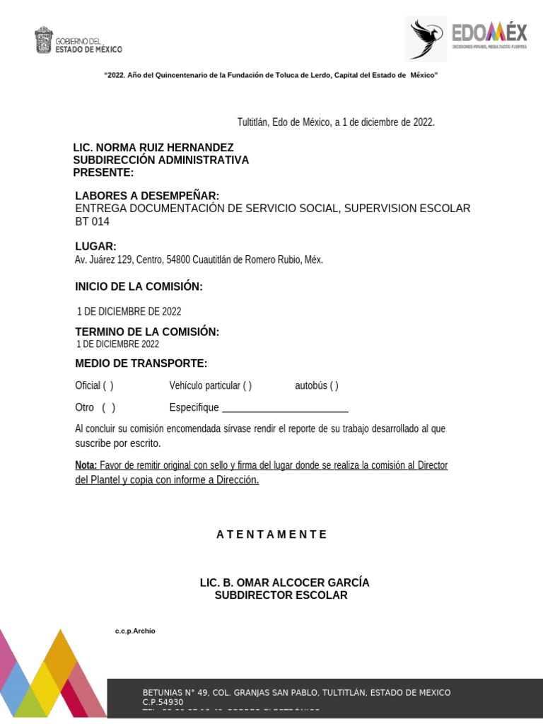 Oficio de Comisión | PDF