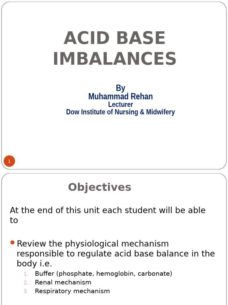 UNIT-5.2 Acid Base Imbalances | PDF | Buffer Solution | Physiology