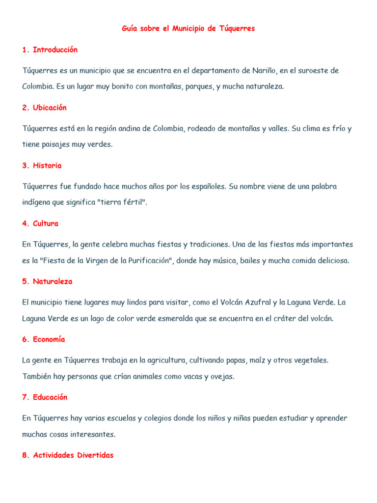 Guía Sobre El Municipio de Túquerres | PDF