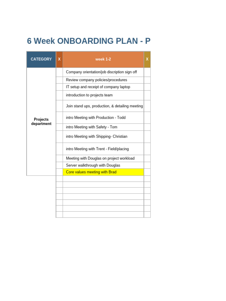 6 WK Onboarding Plan | PDF