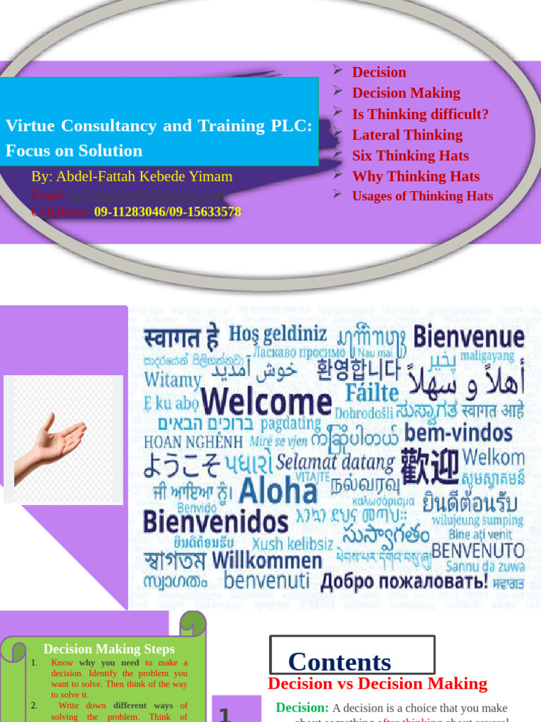 Six Thinking Hats - Abdel-Fattah K. Yimam | PDF | Thought | Creativity