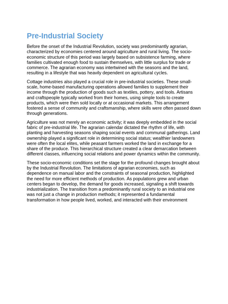Pre Industrial Revolution | PDF