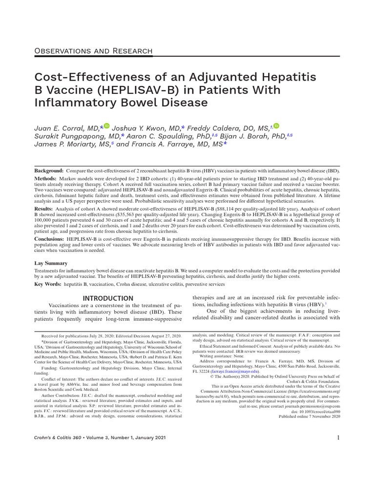 Cost-Effectiveness of An Adjuvanted Hepatitis B Vaccine (HEPLISAV-B) in ...