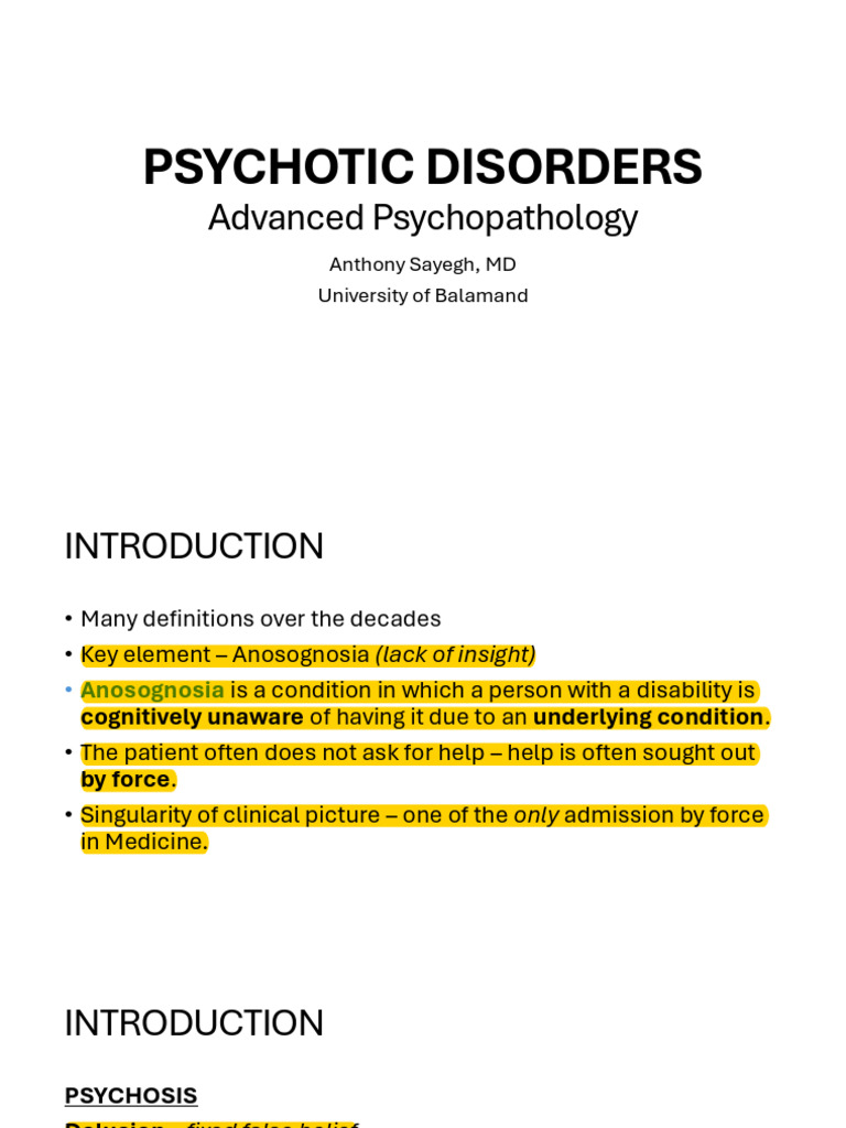 S6 - Psychotic Disorders | PDF | Schizophrenia | Psychosis