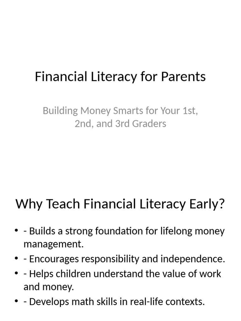 Financial Literacy for Young Kids | PDF | Career & Growth