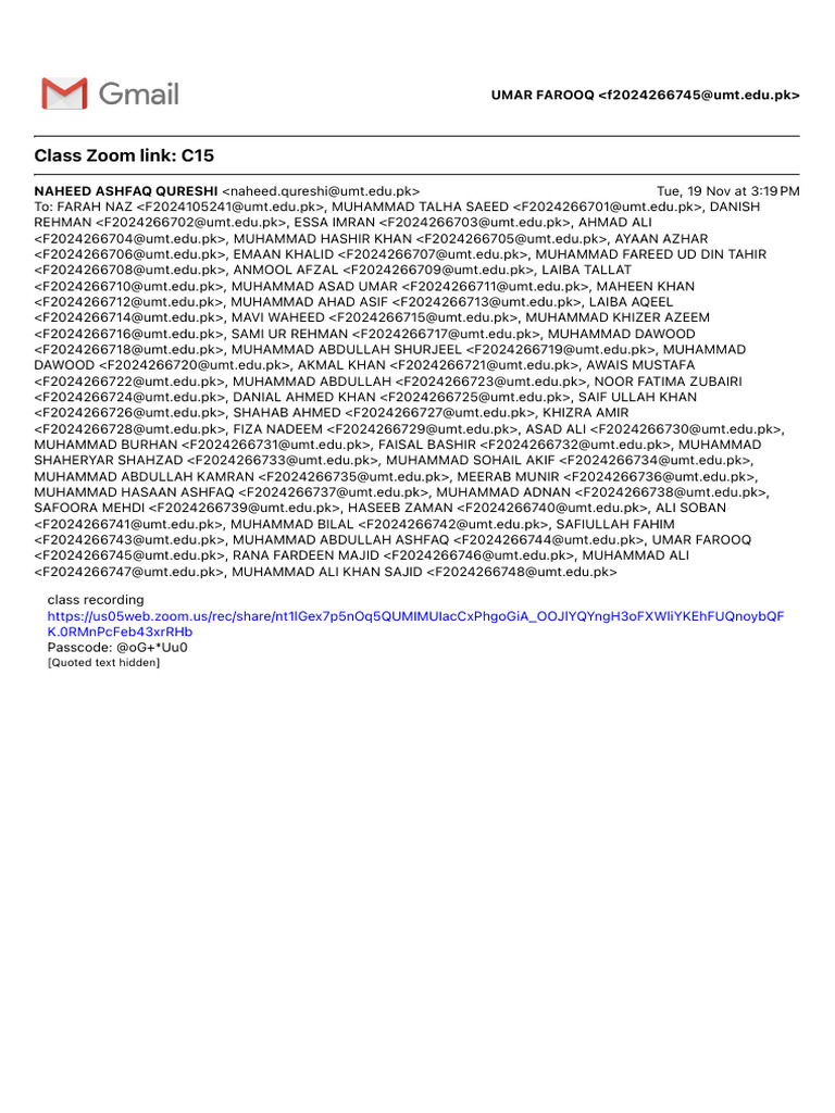 Class Zoom Link - C15-1 | PDF