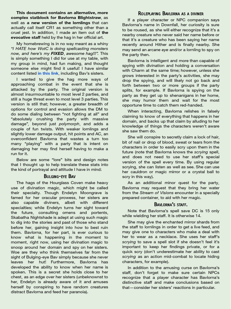 Phaerlax's Alternative Stats and Notes For Bavlorna Blightstraw ...