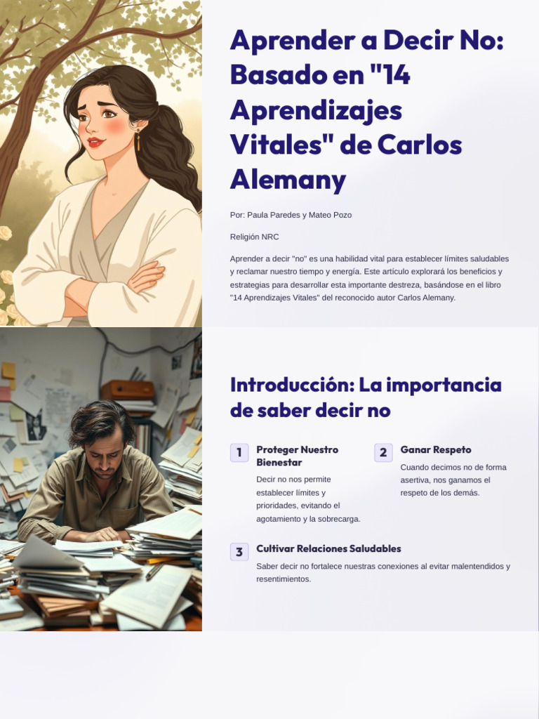 Aprender A Decir No Basado en 14 Aprendizajes Vitales de Carlos Alemany ...